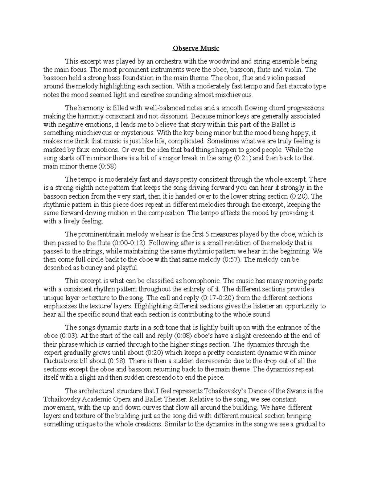 Observation of Music Week 02 - Observe Music This excerpt was played by ...