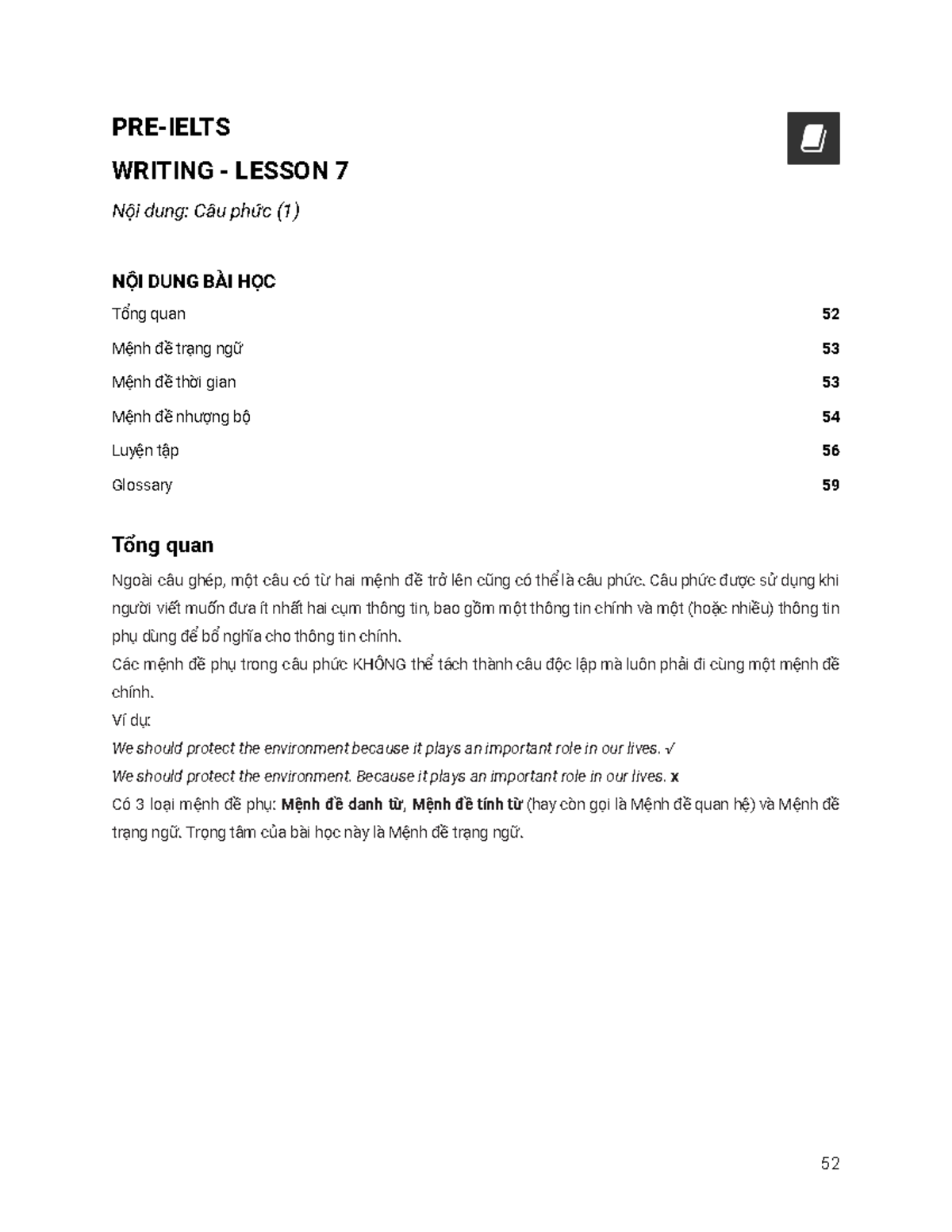 3.5 Writing. L7 - Handout - PRE-IELTS WRITING - LESSON 7 Nội dung: Câu ...