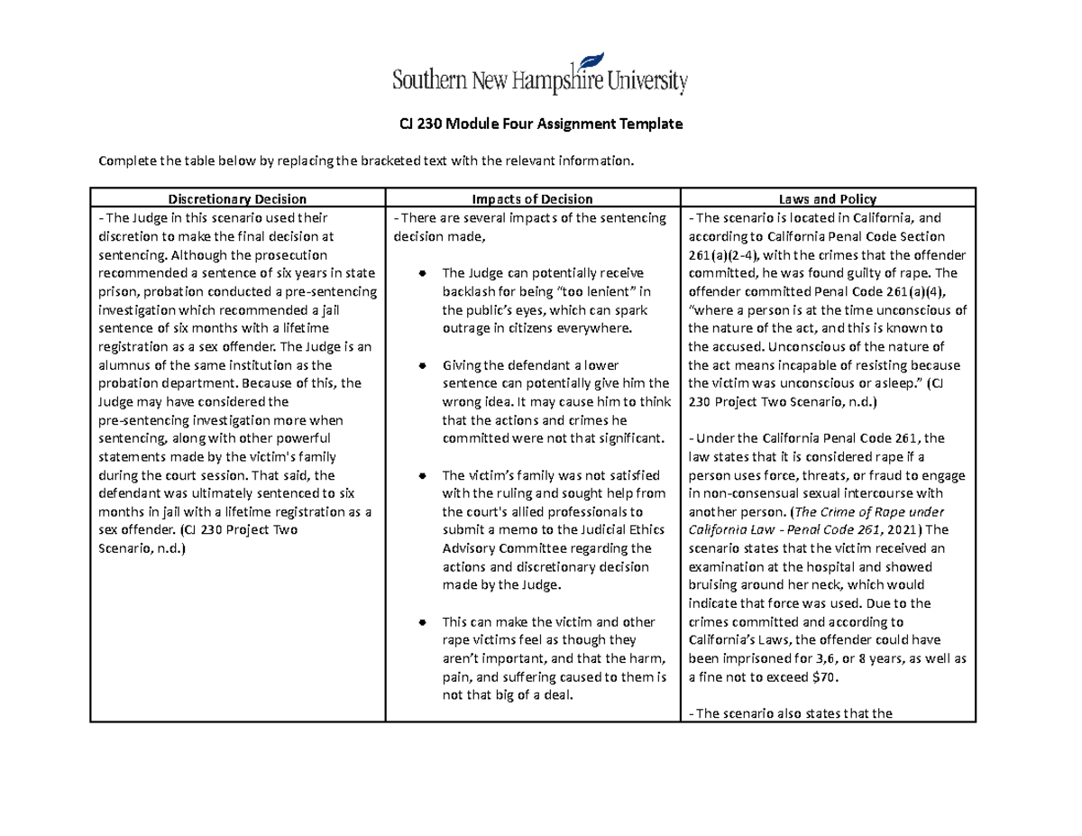 CJ 230 Module Four Assignment Template (1) (1) - CJ 230 Module Four ...