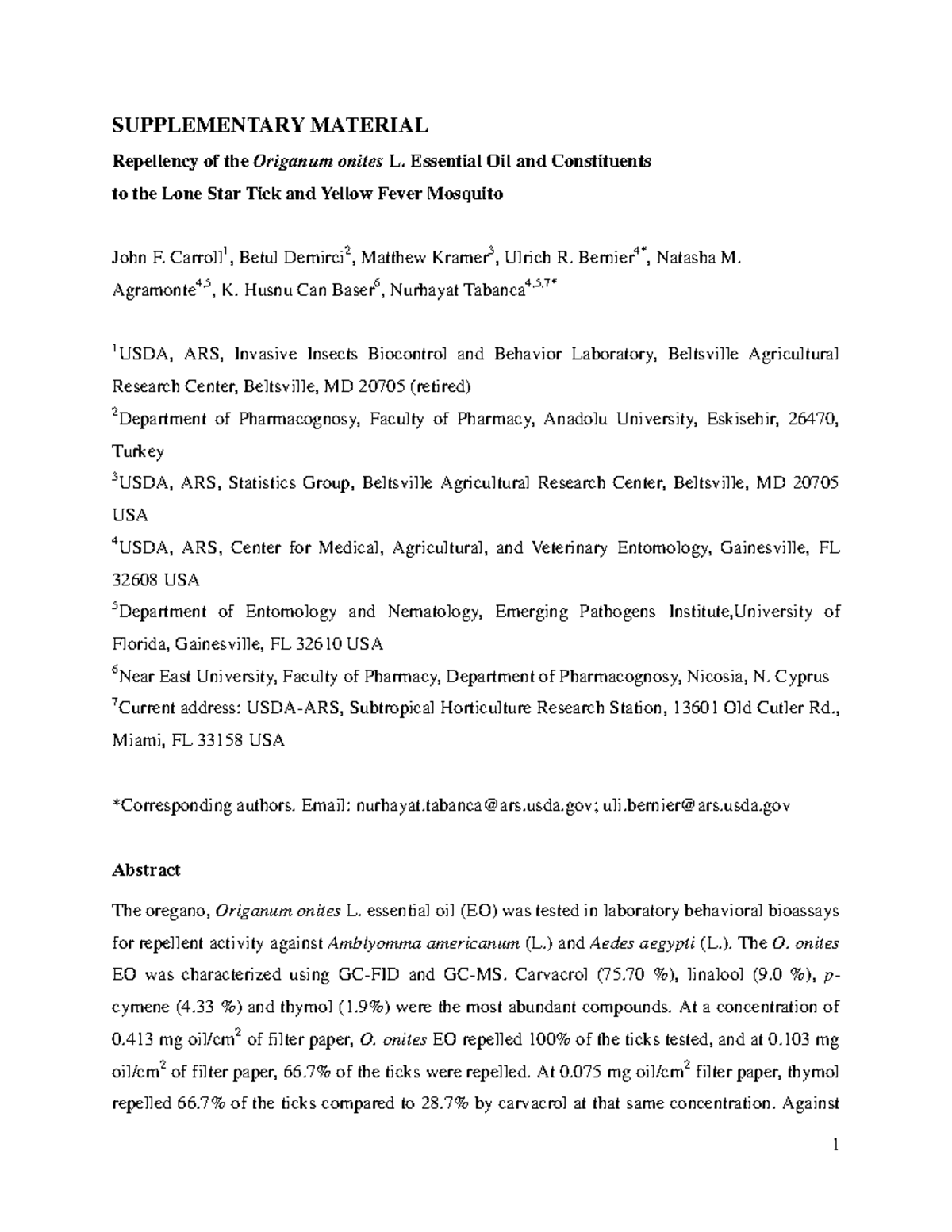 Gnpl a 1280485 sm5887 - Repellency of the Origanum onites L. Essential ...