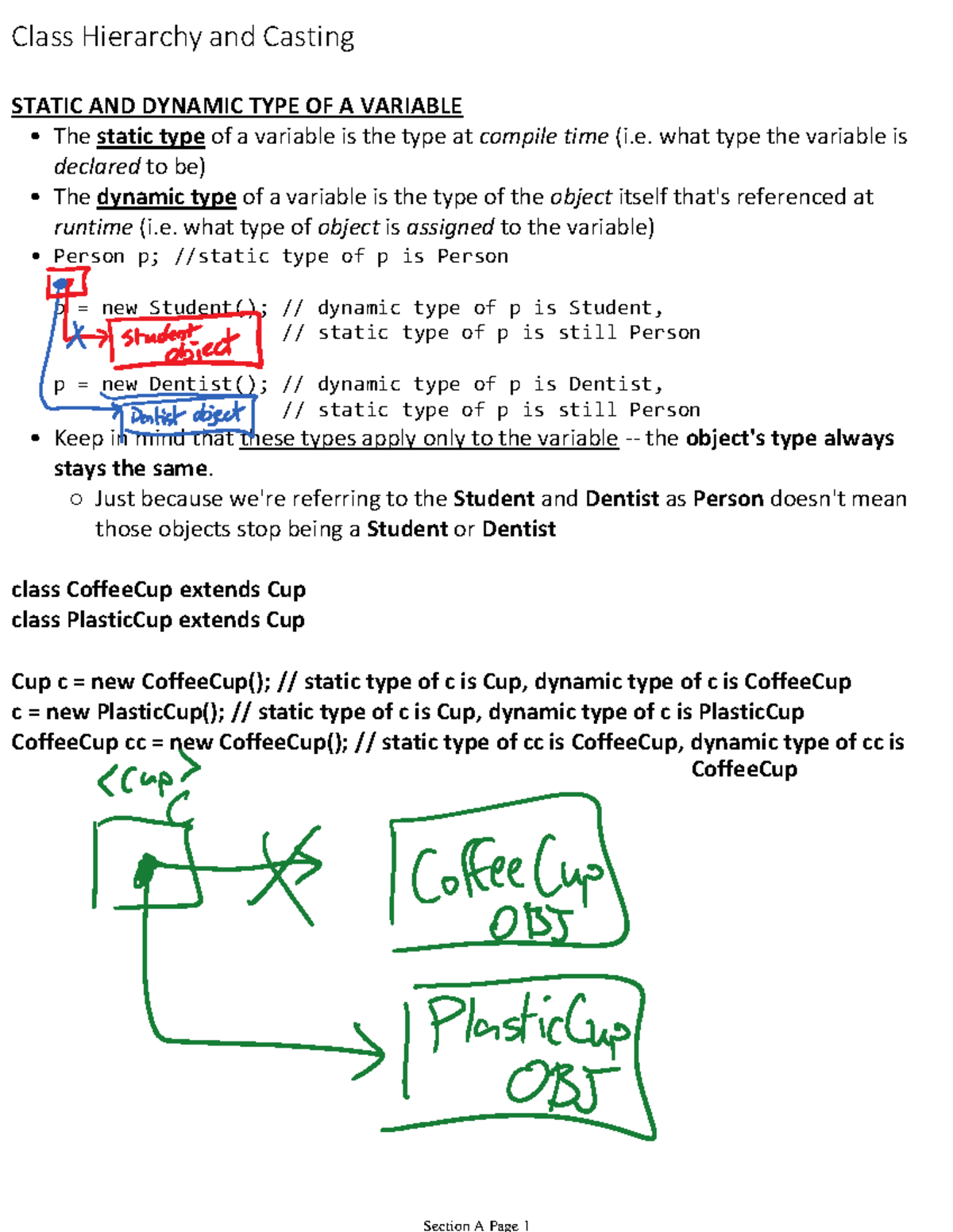 2022 10 12 - Class Hierarchy and Casting, Static v. Dynamic Types ...