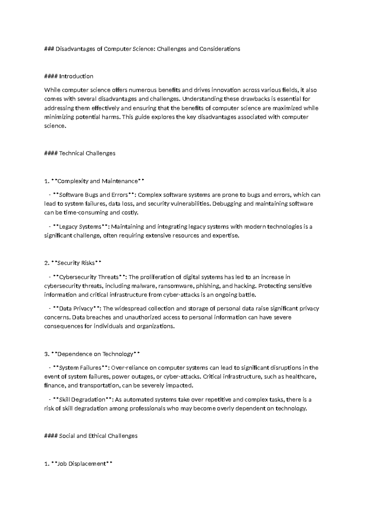 Computer Science disadvantage - Disadvantages of Computer Science ...