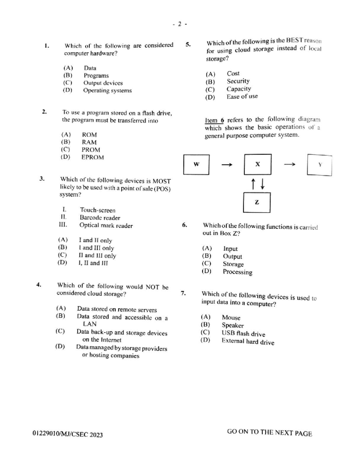 650207312 CSEC Information Technology Paper 1 2023 - 2 - W h i c ho f t ...