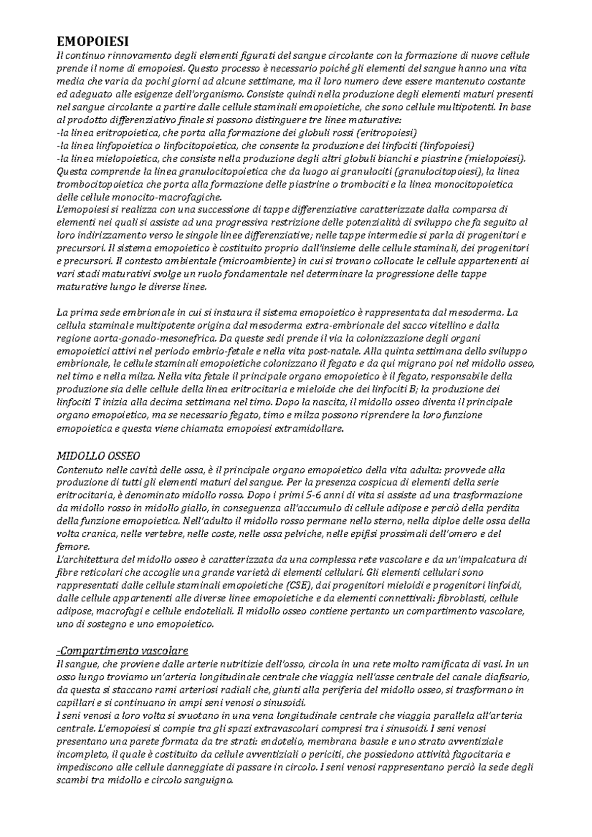 Emopoiesi - Istologia - EMOPOIESI Il continuo rinnovamento degli ...