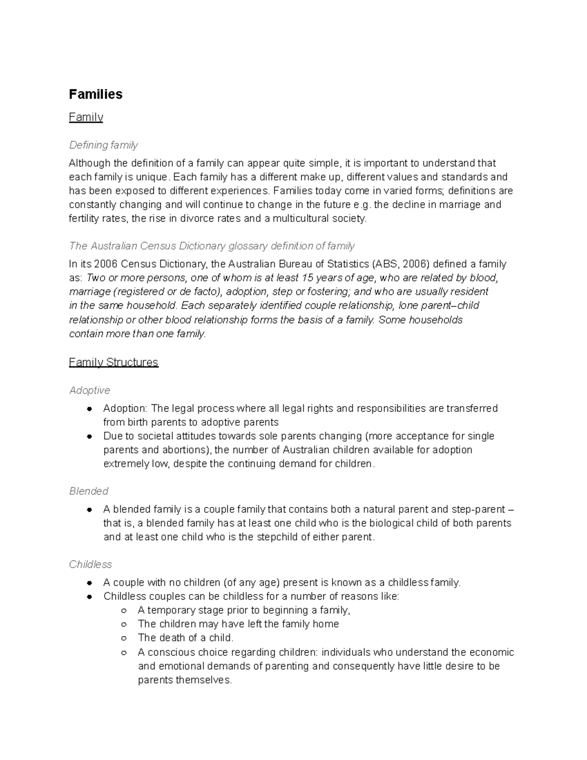 Prelims Community and Family Studies - Families Family Defining family Although the definition ...