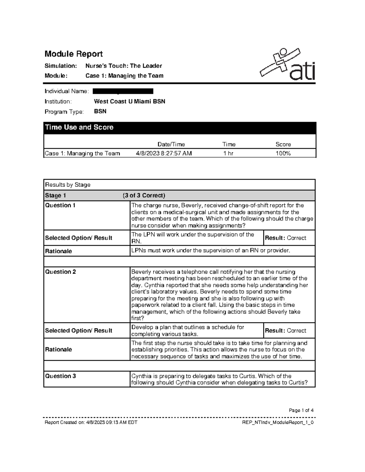 NURS420 - Nurse's Touch: The Leader - Case 1 Managing the Team copy ...