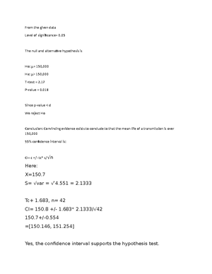 [Solved] An auto maker is interested in information about how long - Applied Statistics (MAT240 ...