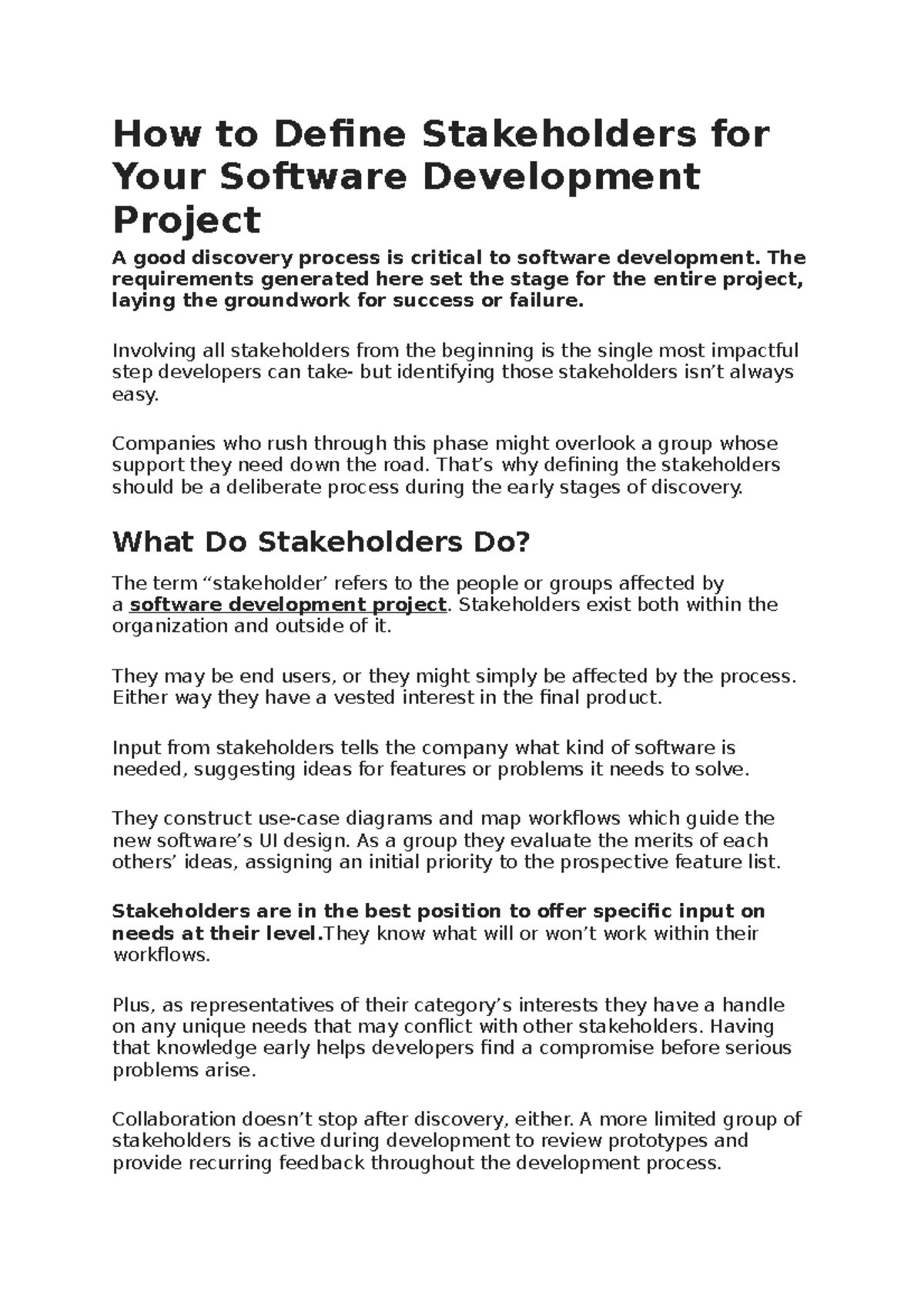 Defining Stakeholders - How to Define Stakeholders for Your Software ...