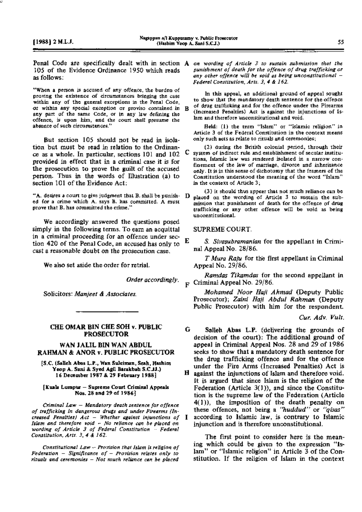 CHE OMAR BIN CHE SOH v Public Prosecutor - [ - Constitutional Law I ...