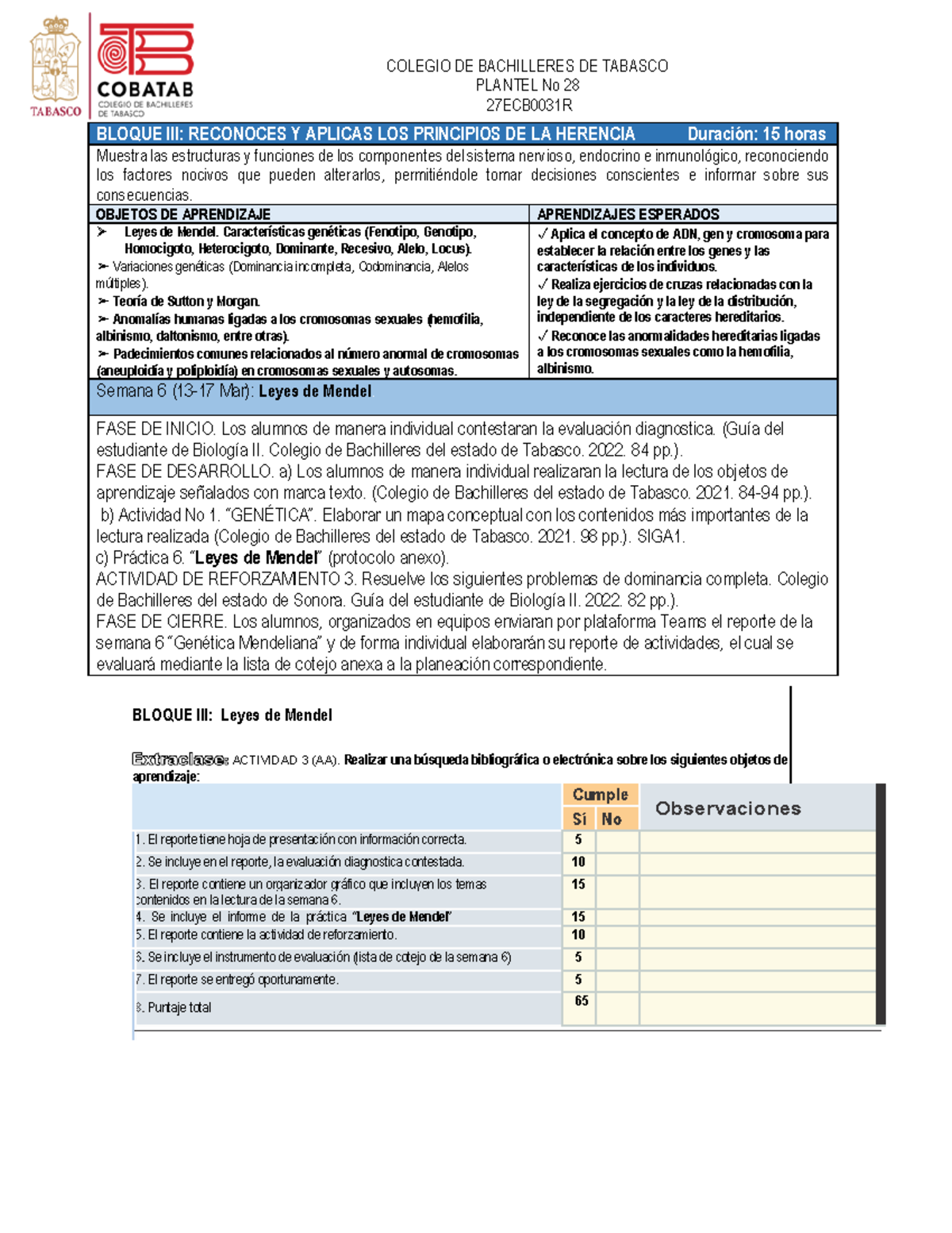 PDB2 B3 semana 6 - COLEGIO DE BACHILLERES DE TABASCO PLANTEL No 28 ...