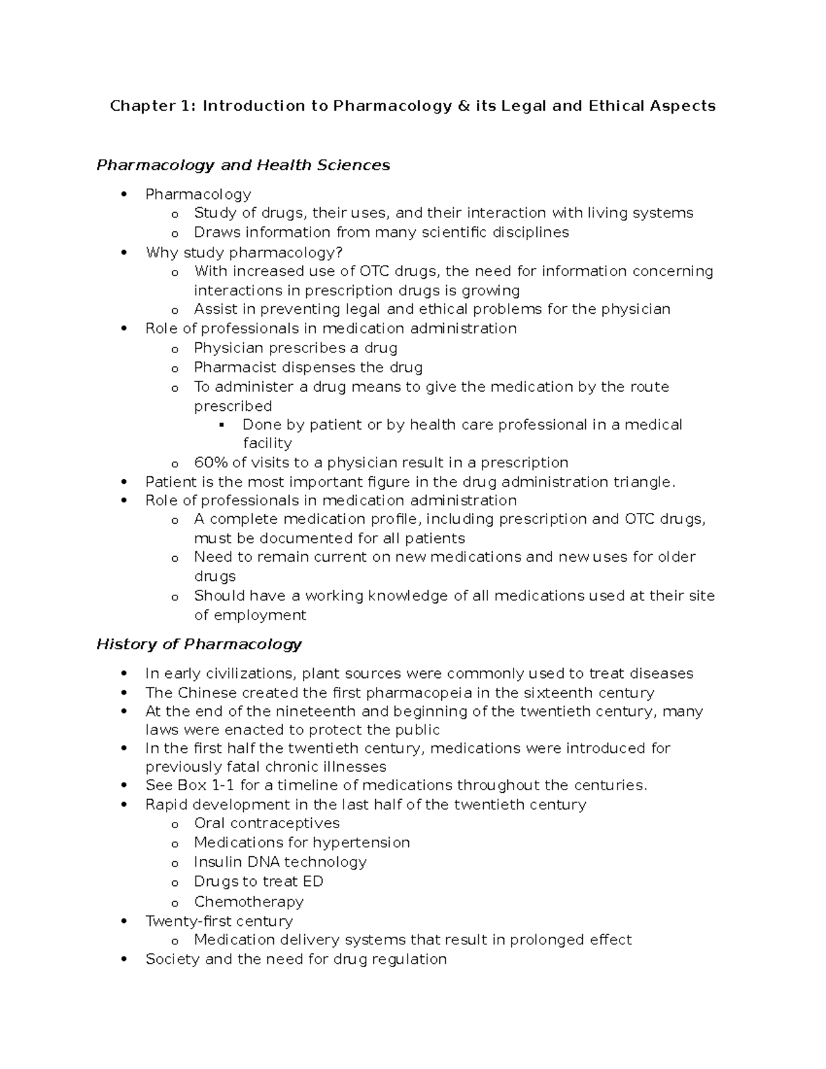 Chapter 1 Introduction to Pharmacology - Chapter 1: Introduction to ...