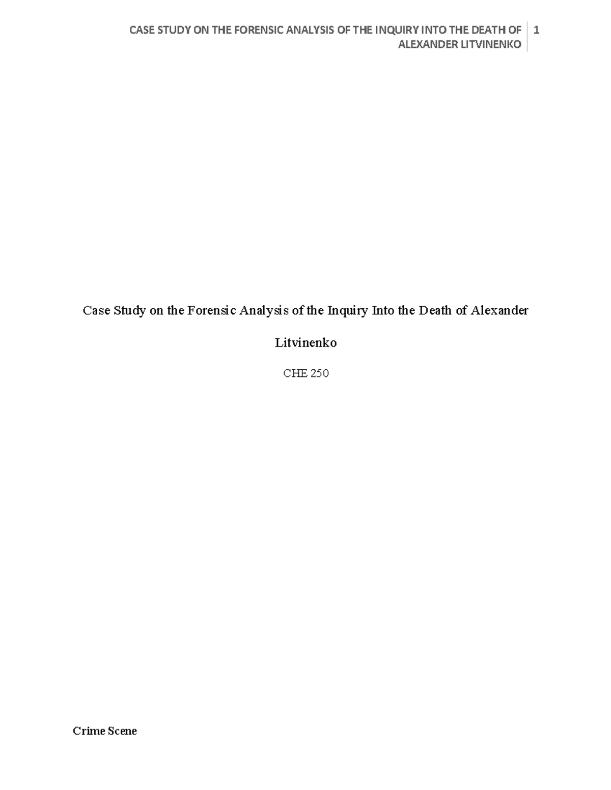 Personal Case Study Paper - CASE STUDY ON THE FORENSIC ANALYSIS OF THE ...