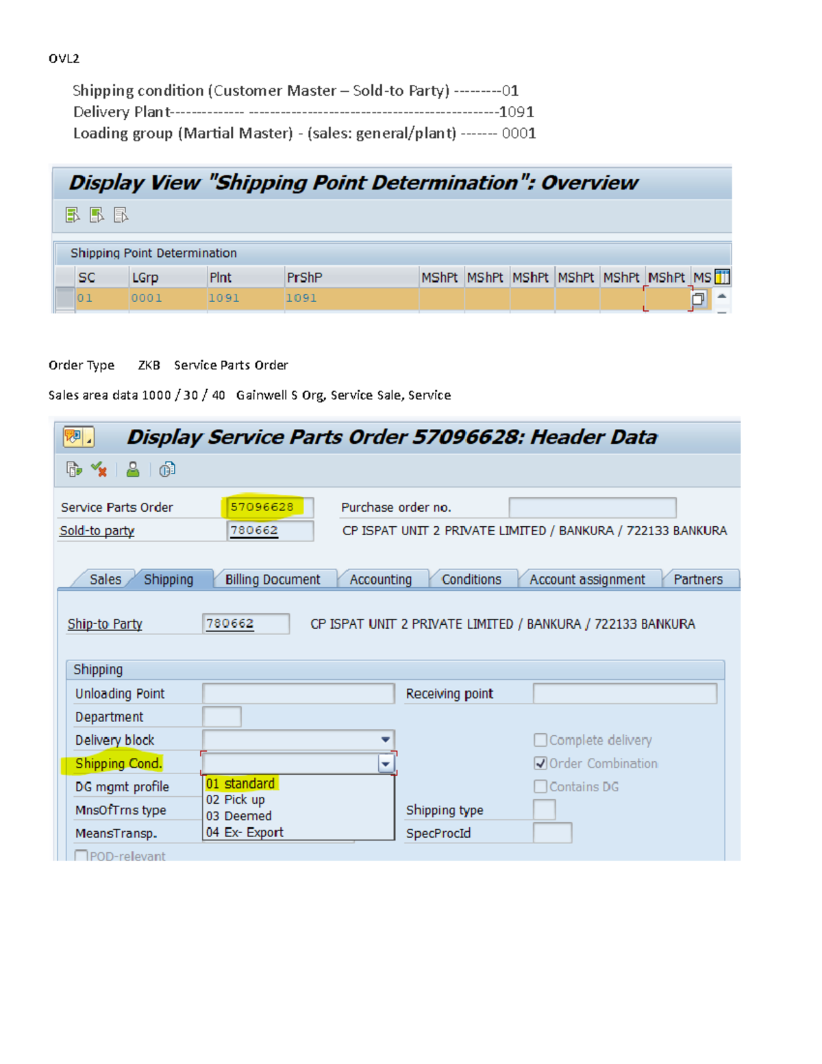 OVL2 - OVL Shipping condition (Customer Master – Sold-to Party ...