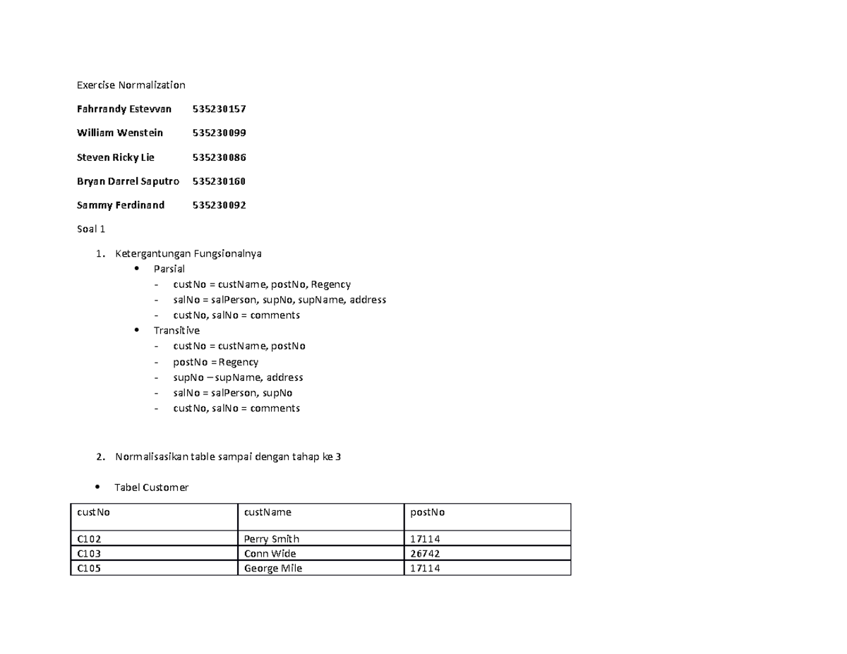 Exercise Normalization - Exercise Normalization Fahrrandy Estevvan 535230157 William Wenstein ...