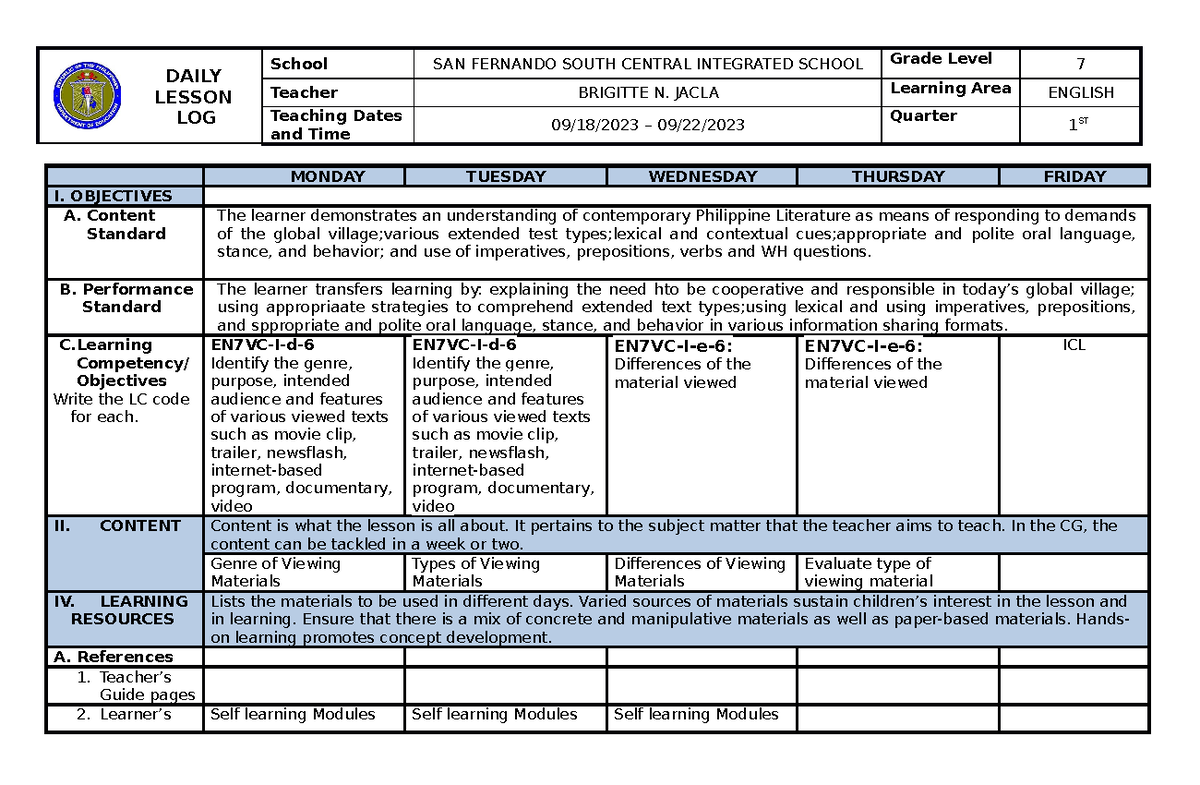 Grade-7-Lesson-4-Quarter-1 (Genre of Viewing Materials) - Copy - Copy ...