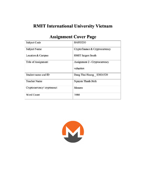 BAFI3250 Assignment-3 Team4 - RMIT INTERNATIONAL UNIVERSITY VIETNAM ...