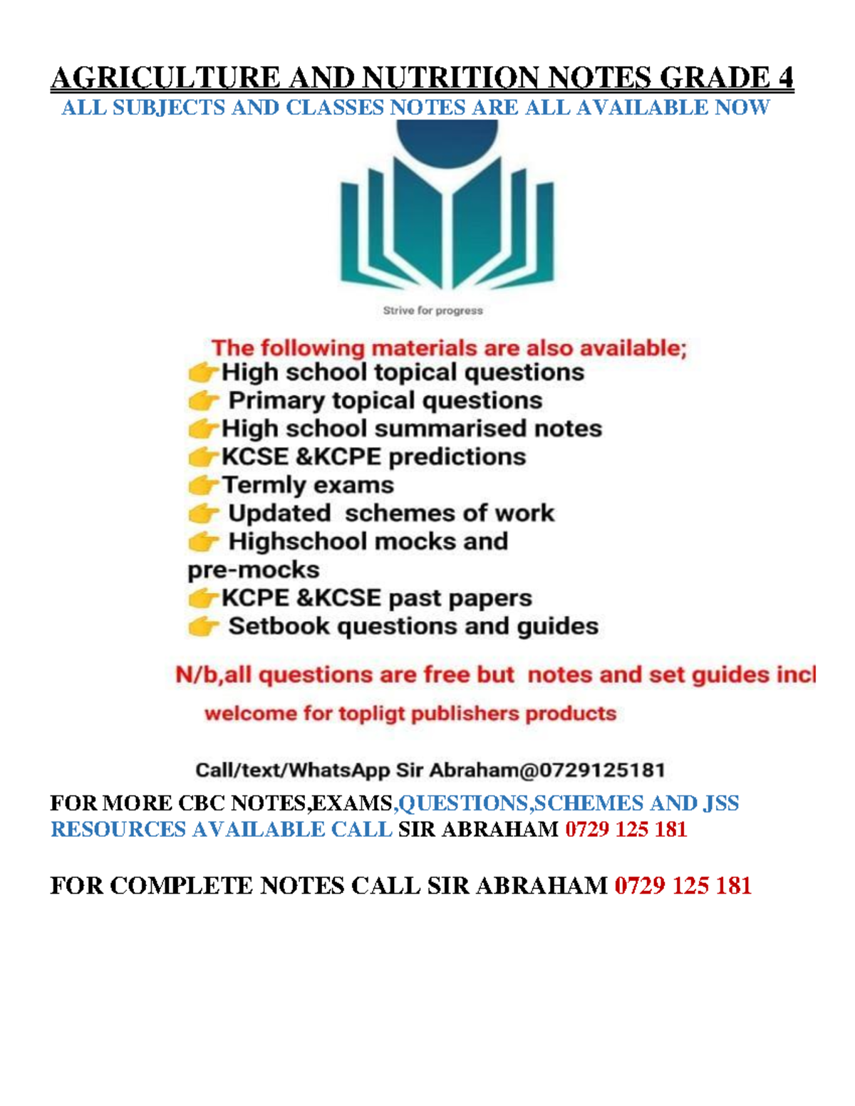 Agriculture AND Nutrition Grade 4 Notes - AGRICULTURE AND NUTRITION ...