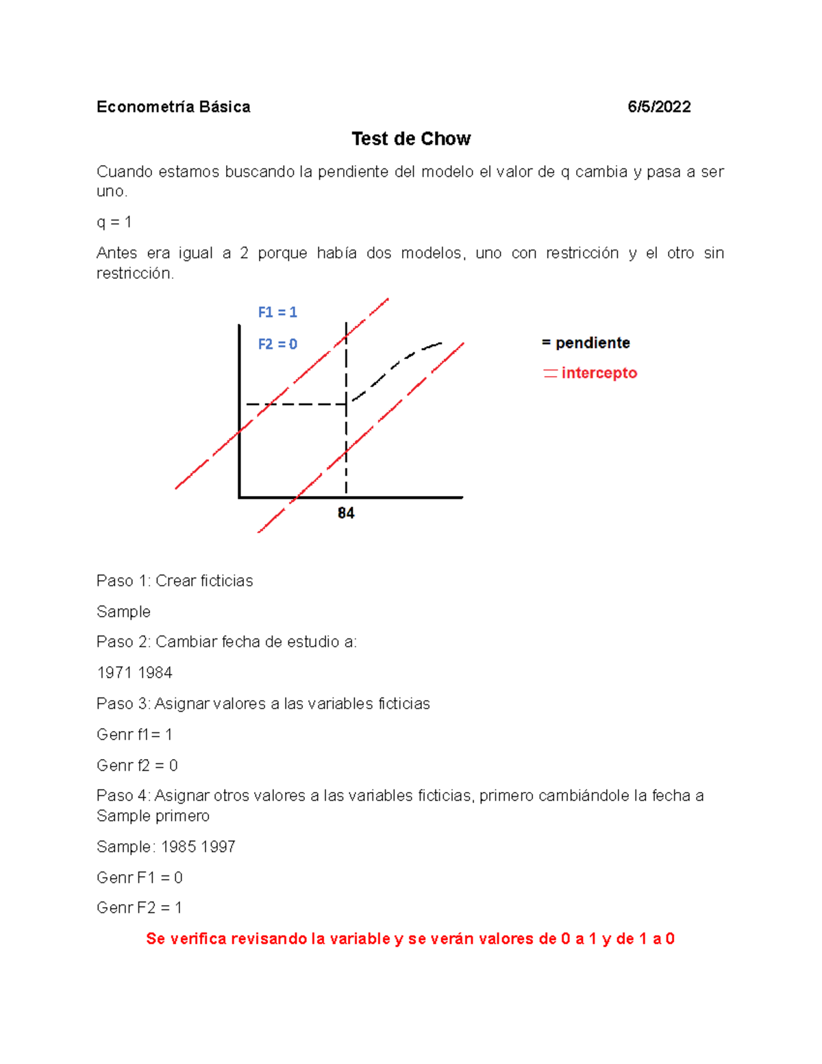 Apuntes 6-5-22 y 10-5-22 Test de chow y multicolinealidad - Econometría ...