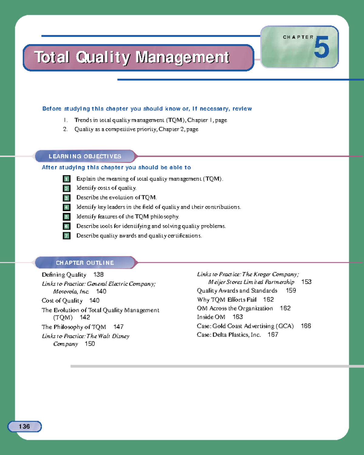 TQM-Reid-Ch5 - 000 Total Quality Management 5 Defining Quality 138 ...