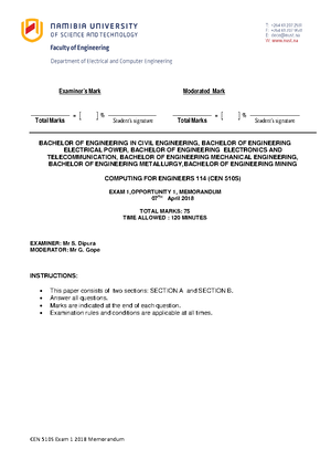 June for loop Examples for Matlab - Computing for Engineers - NUST - Studocu