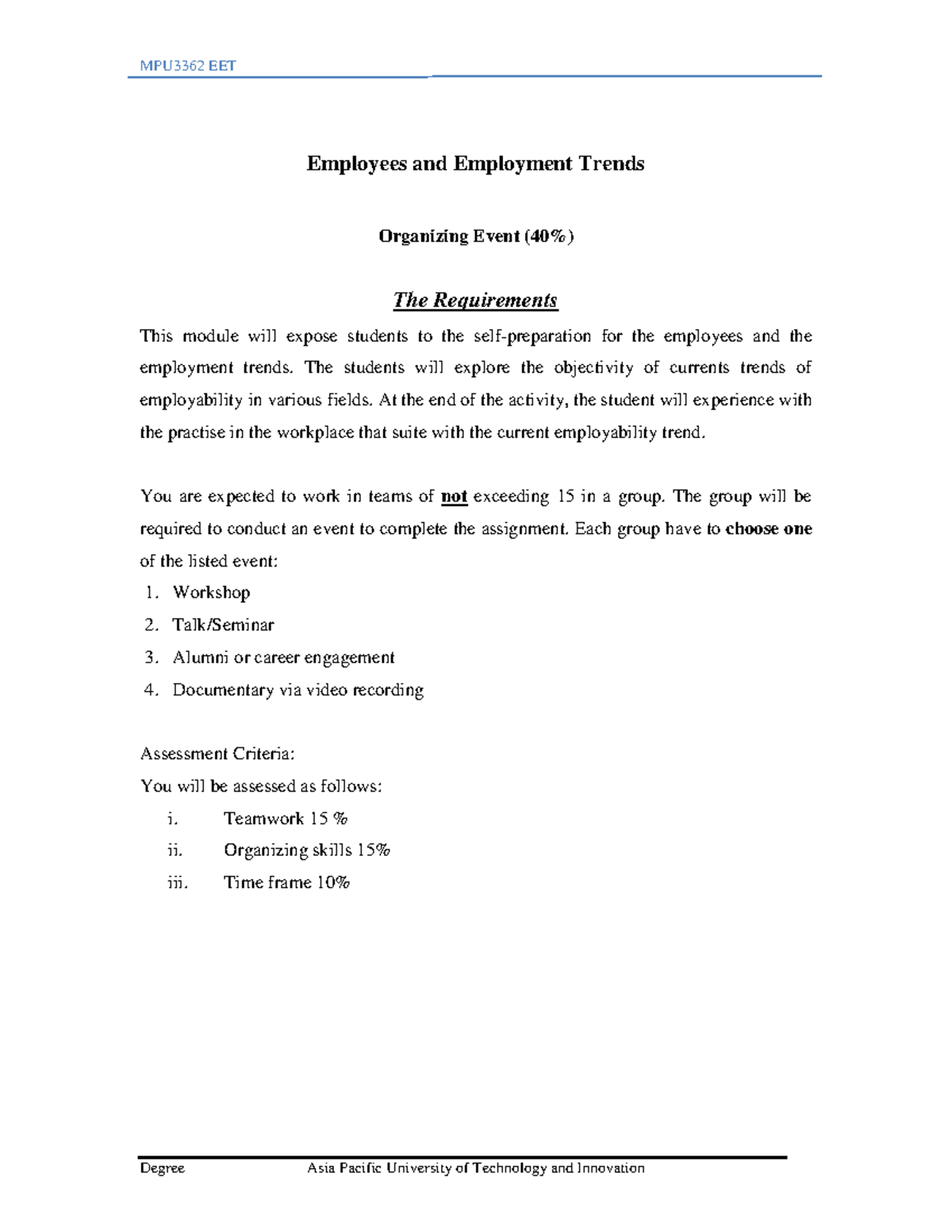 EET Guideline - EET Question - MPU3362 EET Employees and Employment ...