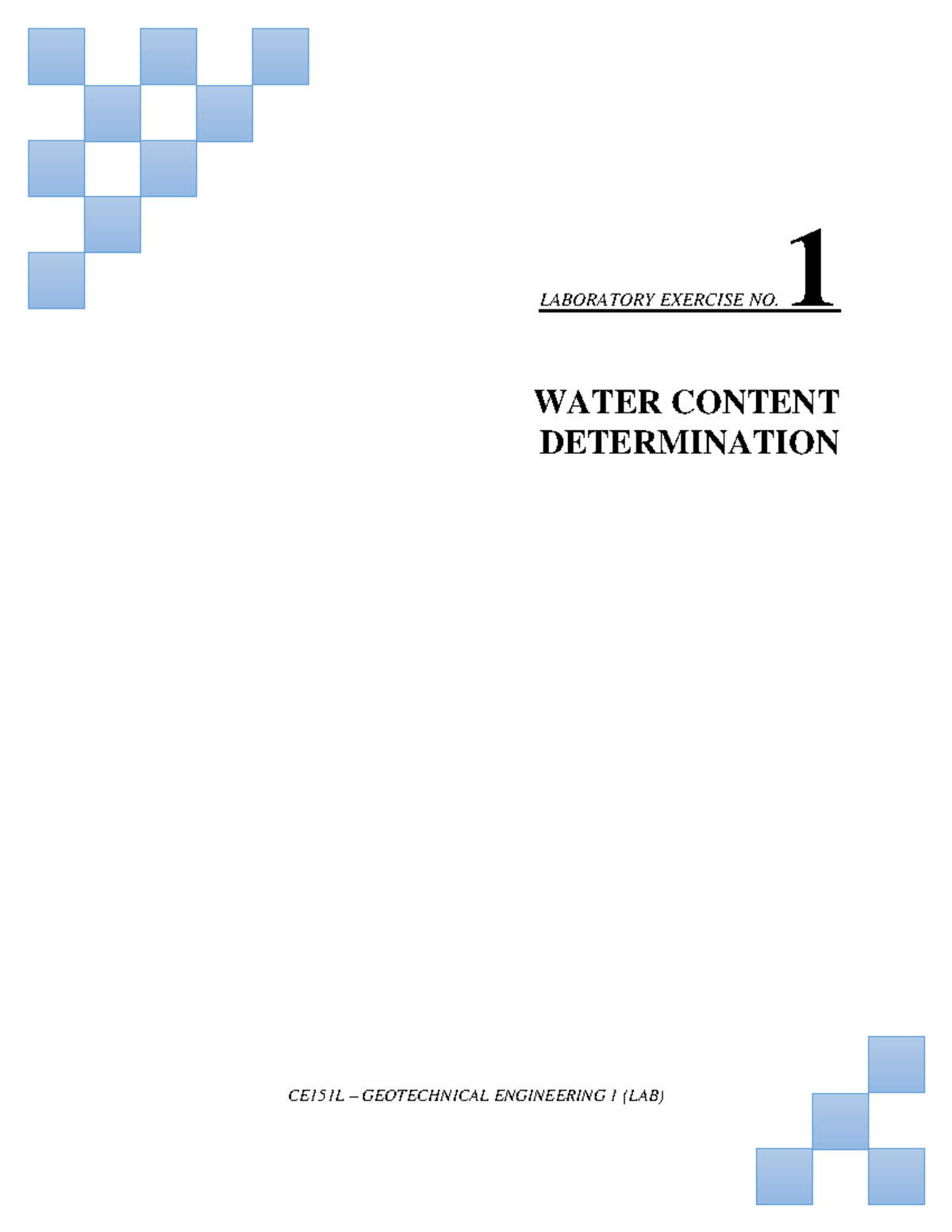 Water Content Determination - WATER CONTENT DETERMINATION CE151L ...