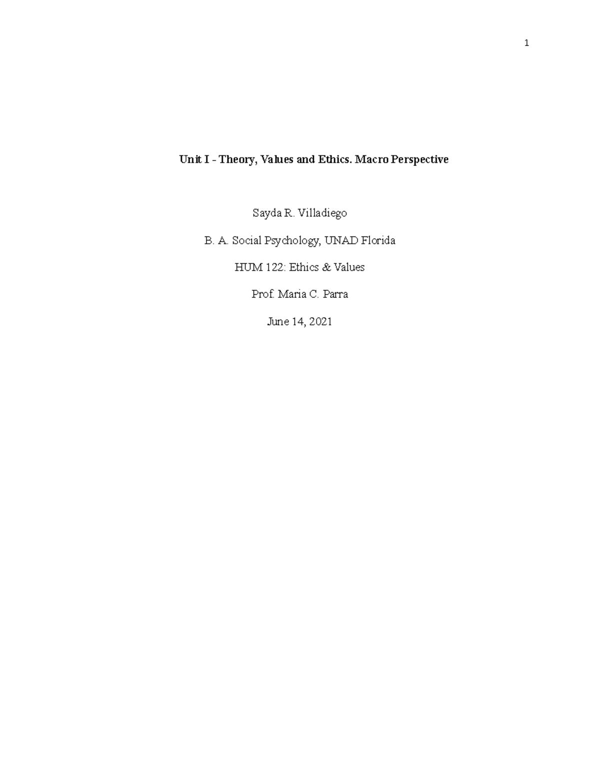 Theory, Values and Ethics. Macro Perspective - Unit I - Theory, Values ...