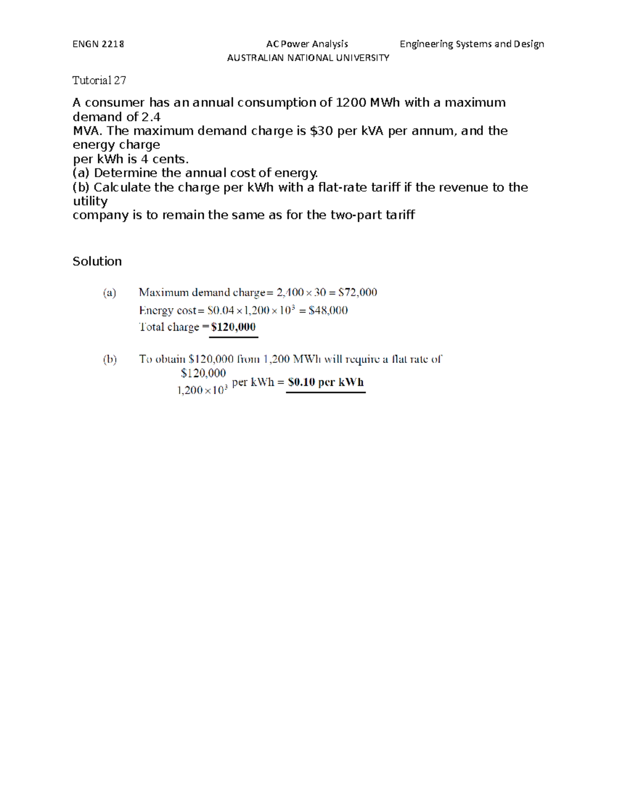Tutorial 27 AC Power Analysis Part 1 - AUSTRALIAN NATIONAL UNIVERSITY ...
