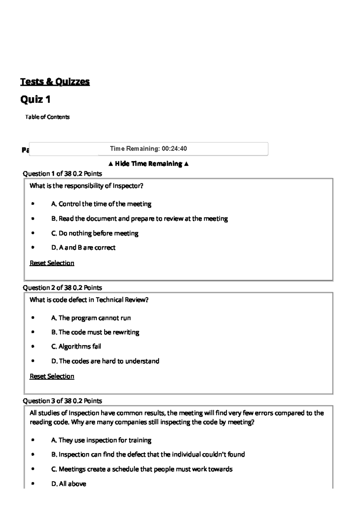 Application Practice Quiz1 - Tests & Quizzes Quiz 1 Table of Contents ...