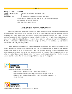 Week 1 to 3 - Introduction to Ethics Morality and Ethics Branches of ...