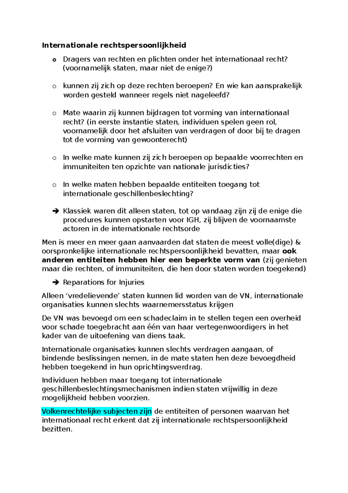 Internationale rechtspersoonlijkheid - Internationale organisaties ...