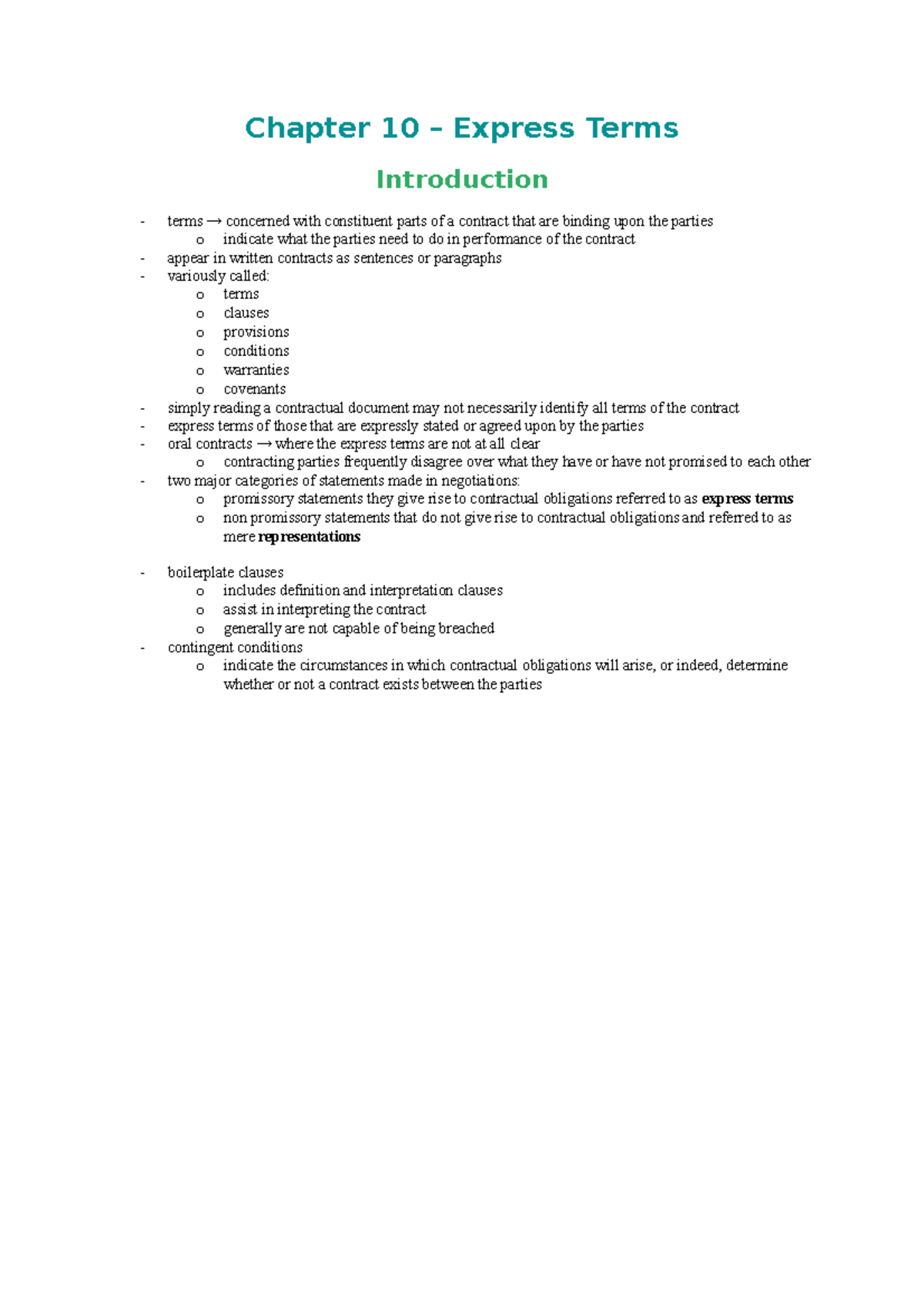 Introduction - Express Terms - Chapter 10 – Express Terms Introduction terms → concerned with ...