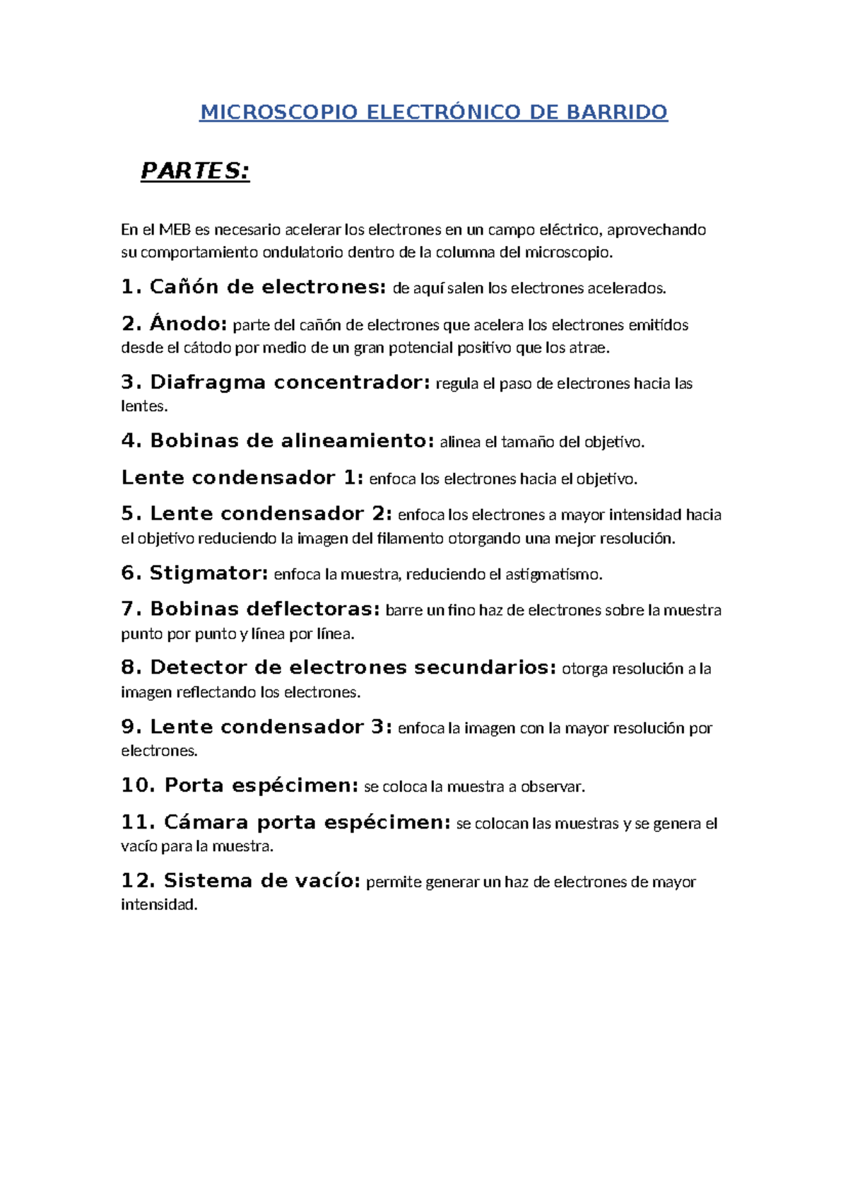 Microscopio Electrónico DE Barrido - MICROSCOPIO ELECTRÓNICO DE BARRIDO ...