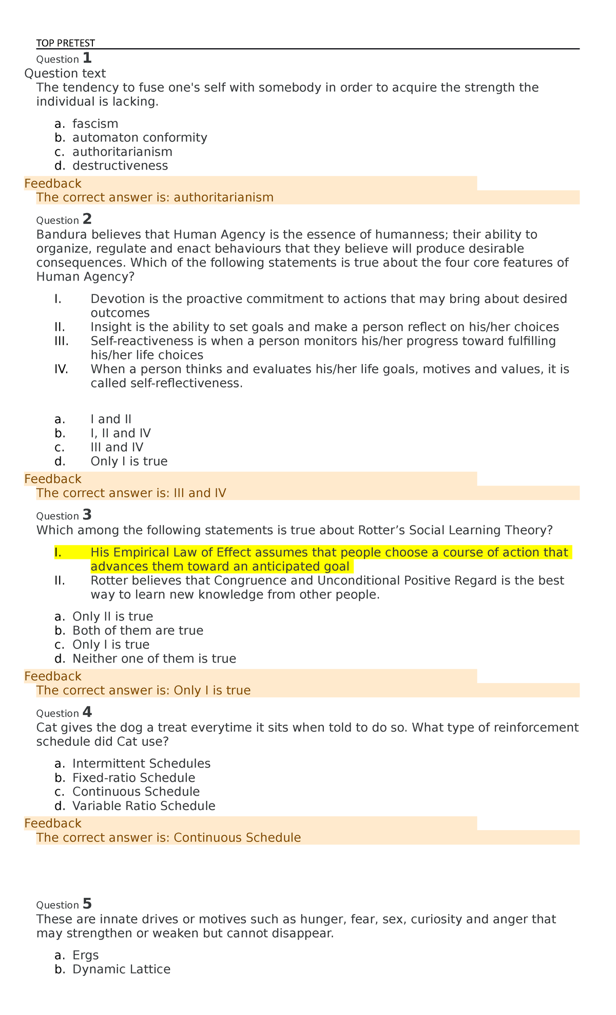 PRE-TEST-TOP - TOP Practice questions - Question 1 Question text The ...