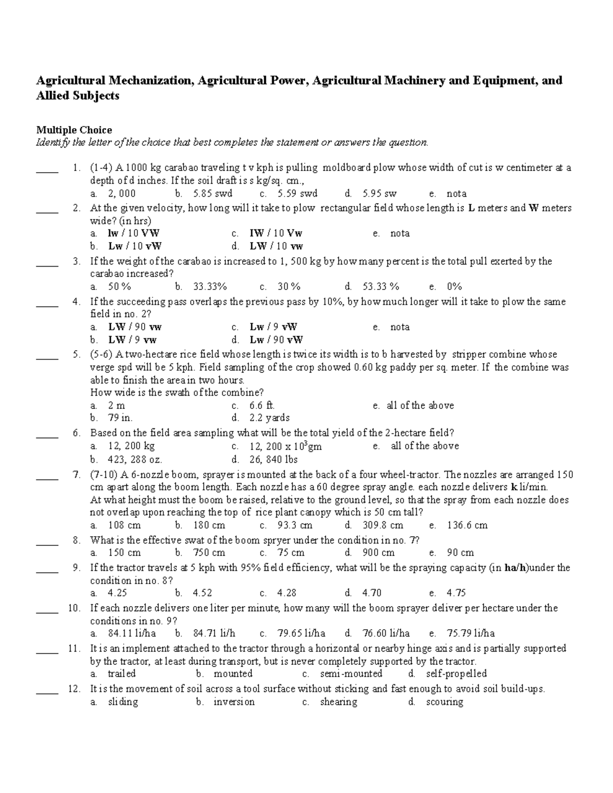 460863055 exam view pro - Agricultural Mechanization, Agricultural ...