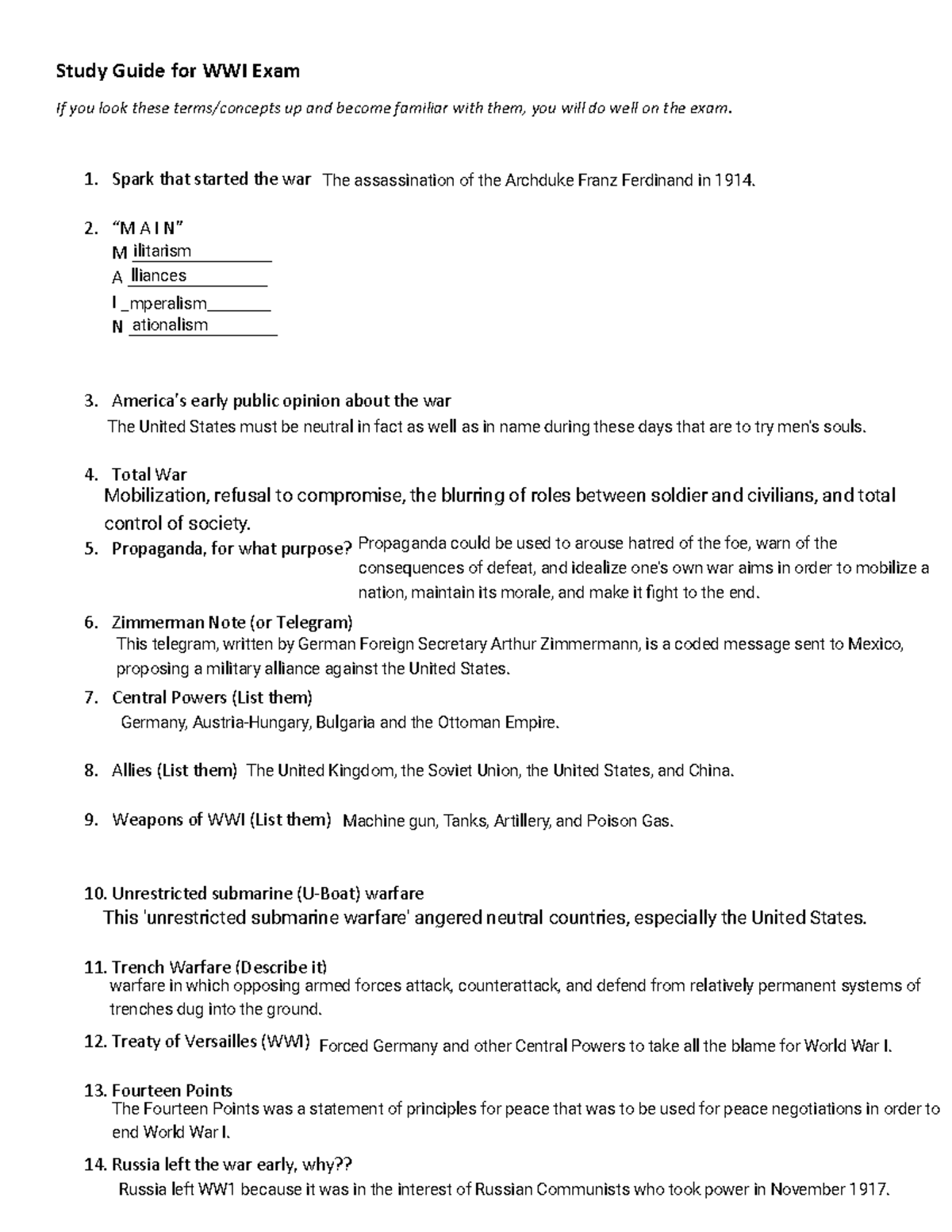 Kami Export - Isaac Guerrero - Study Guide for WWI Exam - Study Guide for WWI Exam If you look ...