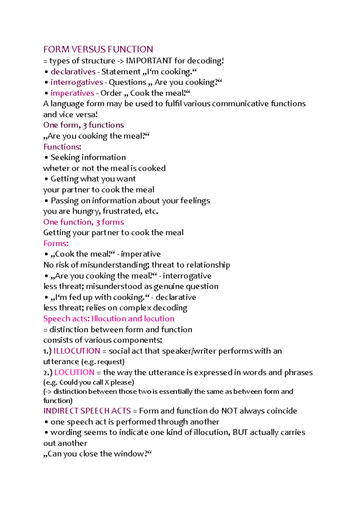 FORM Versus Function - Lecture notes IB notes - FORM VERSUS FUNCTION ...