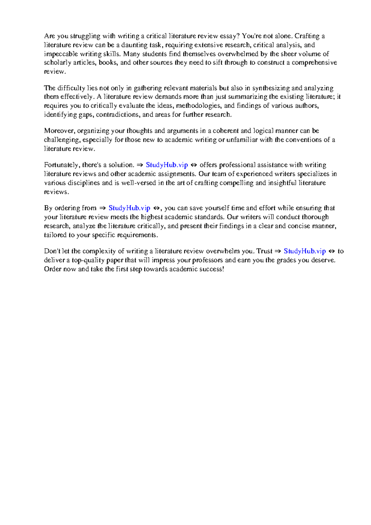 Critical Literature Review Essay Example - Are you struggling with ...