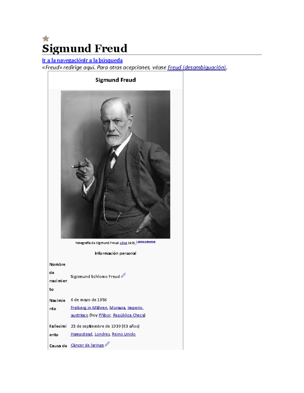 Sigmud Freud - Sigmund Freud Ir a la navegaciónIr a la búsqueda «Freud ...