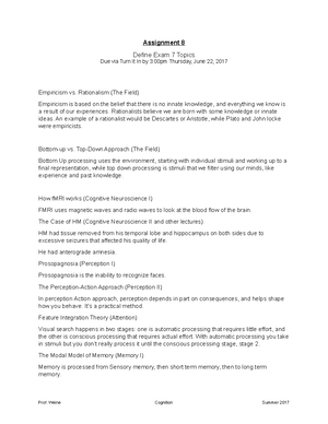 Cognition Writing - Thomas Purcell Cognition Writing Assignment 1 1. The Gestalt principles are ...