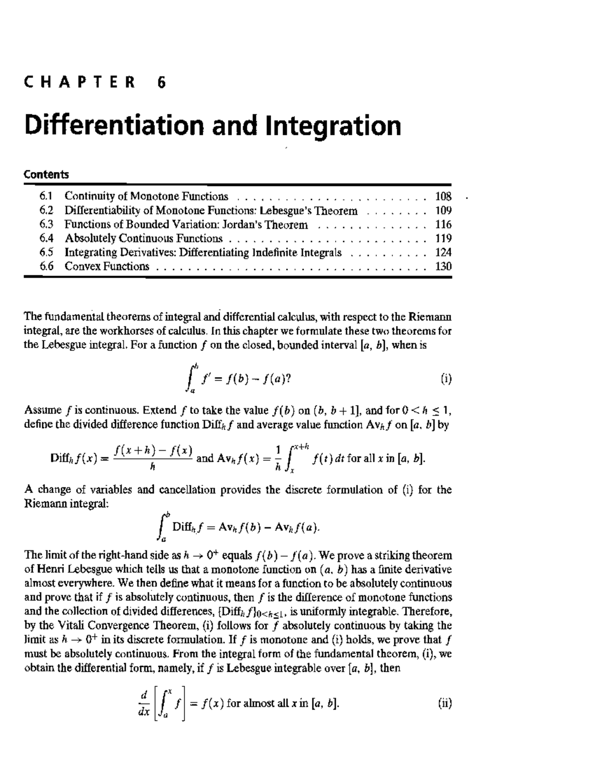Msc Maths (Part -7) Real Analysis (Chapter-6) Differentiation and Integration - CHAPTER 6 - Studocu