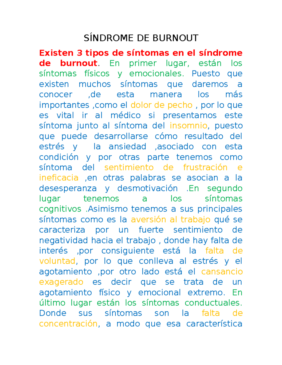 sintomas de bournot - SÍNDROME DE BURNOUT Existen 3 tipos de síntomas ...