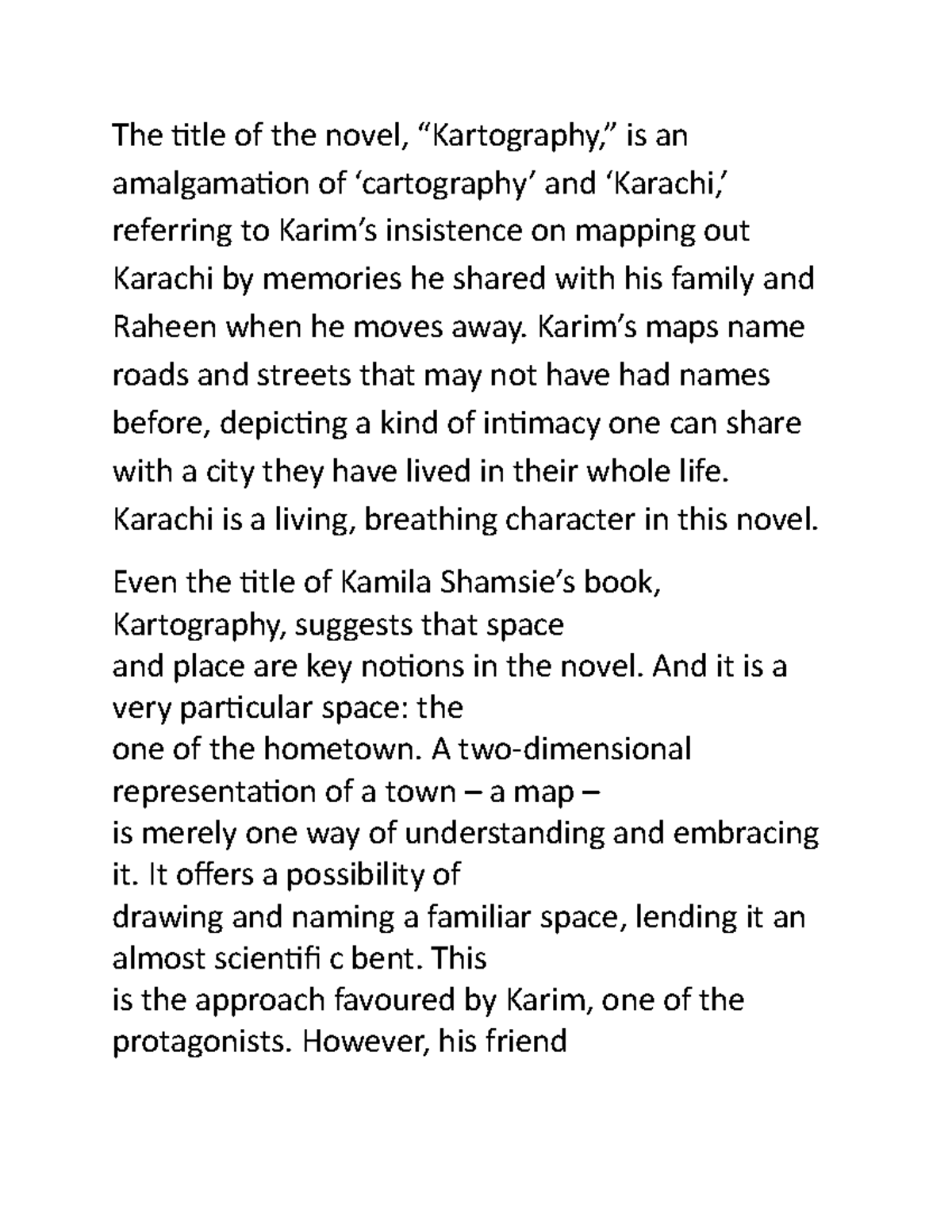Significance of the title of Shamsie’s novel, “Kartography” - The title ...