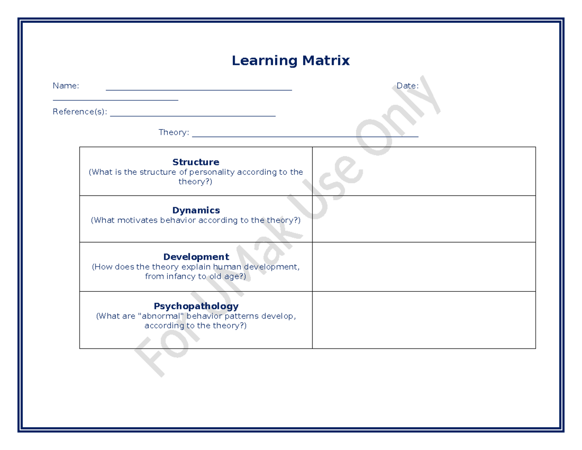 Learning Matrix (2) - Learning Matrix Name