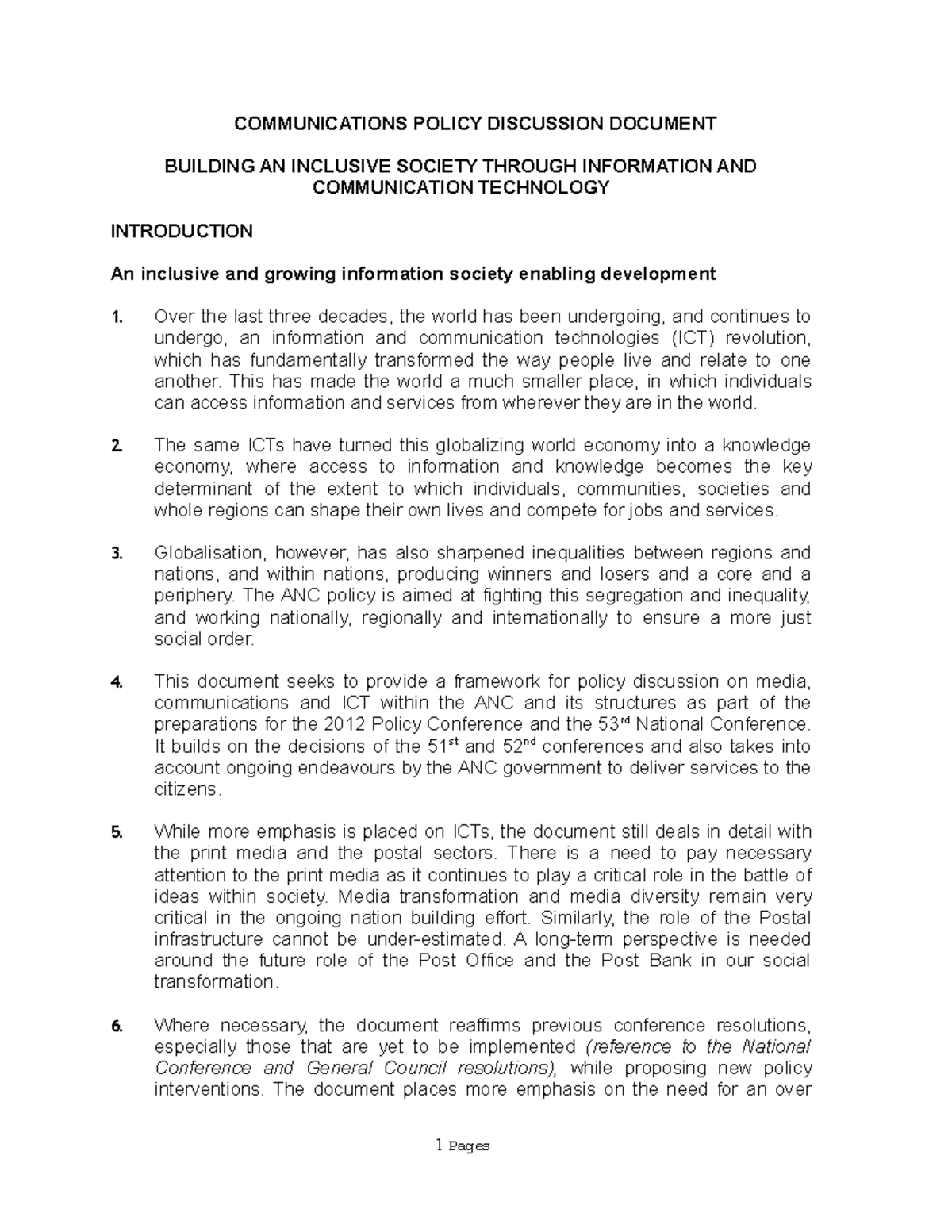 Discussion Documents 2012 Communications Discussion Document ...