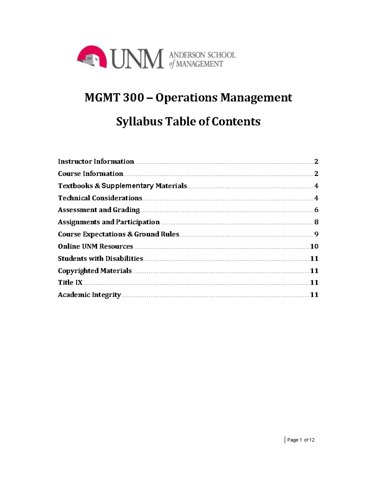 Microsoft Word - 303 8-wk DL Syllabus Brooks - Sp18.docx - MGT 300 ...