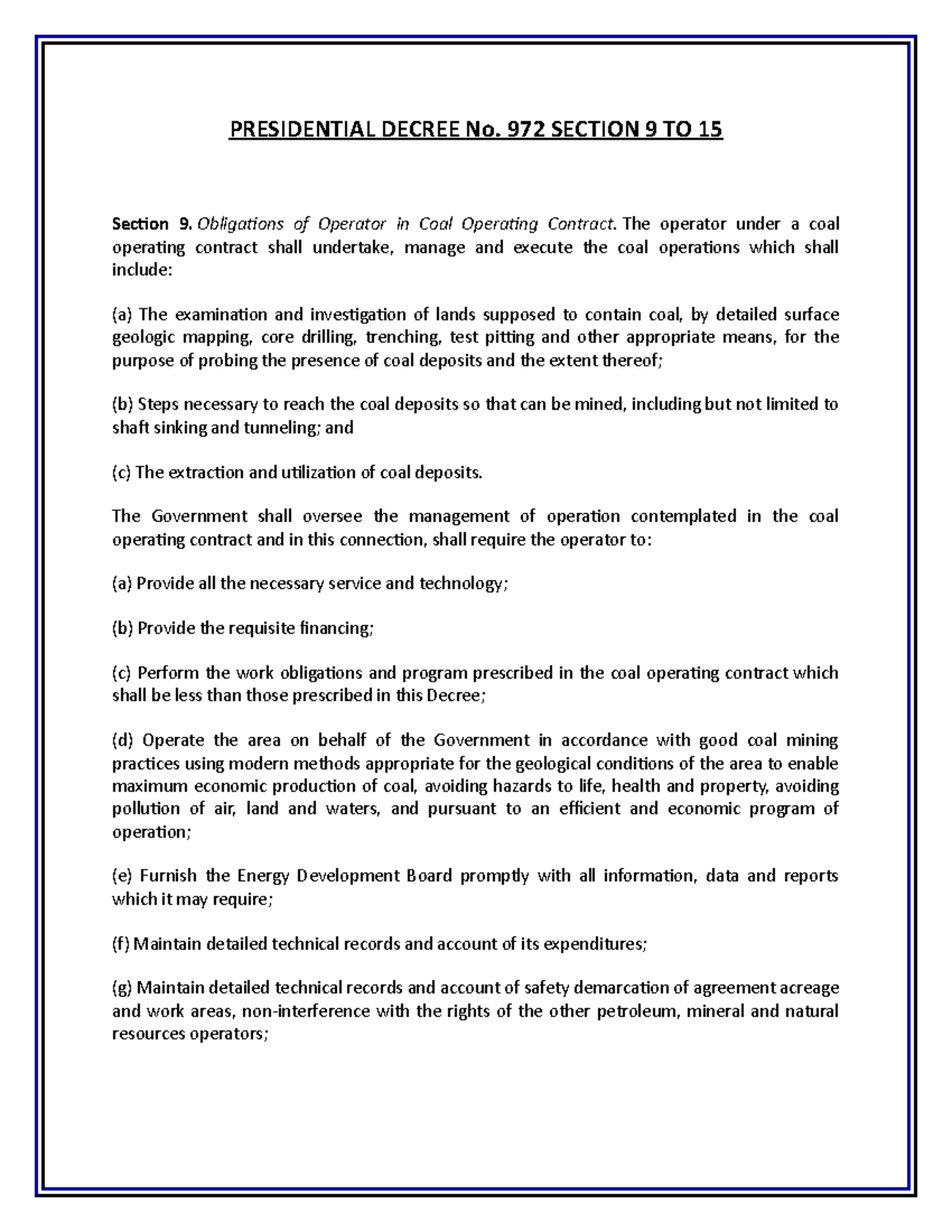 Presidential Decree No. 972 Section 9 TO 15 - Business Law And ...