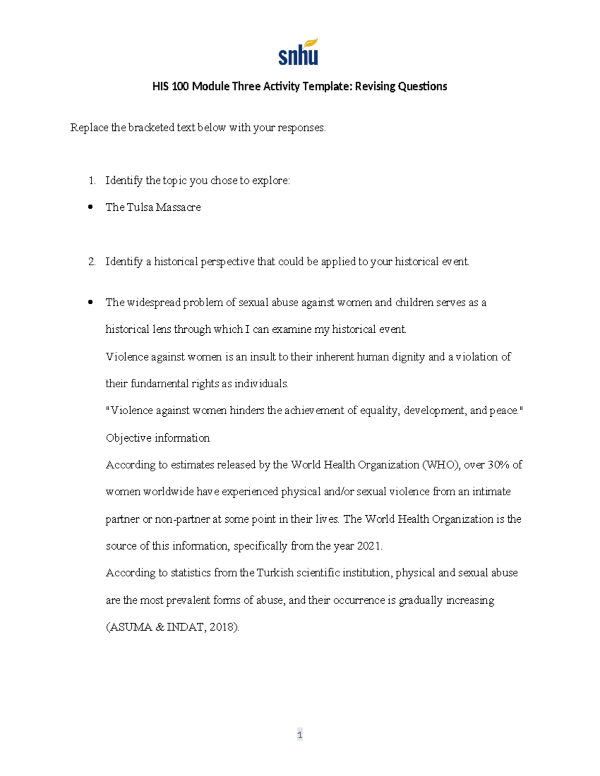 3- 2 HIS 100 Module Three Activity Revising Questions Template - HIS ...