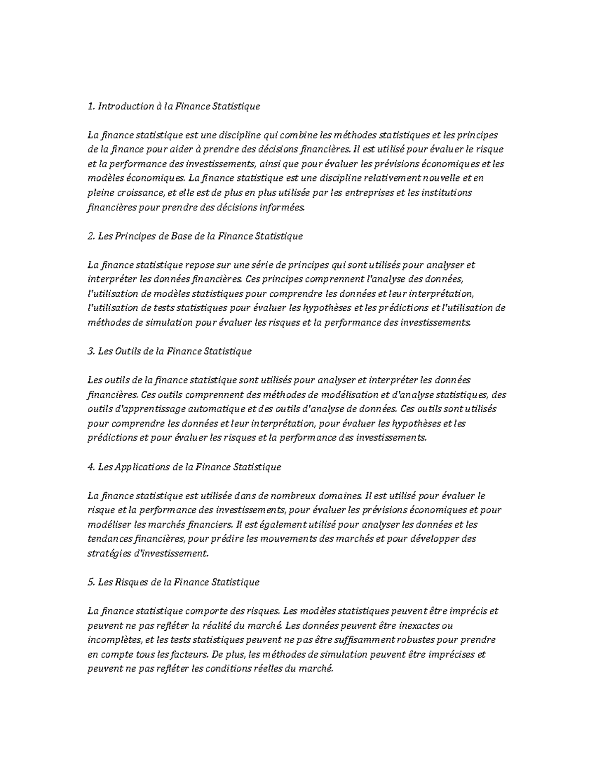 Statistical finance Study Notes - Introduction à la Finance Statistique ...