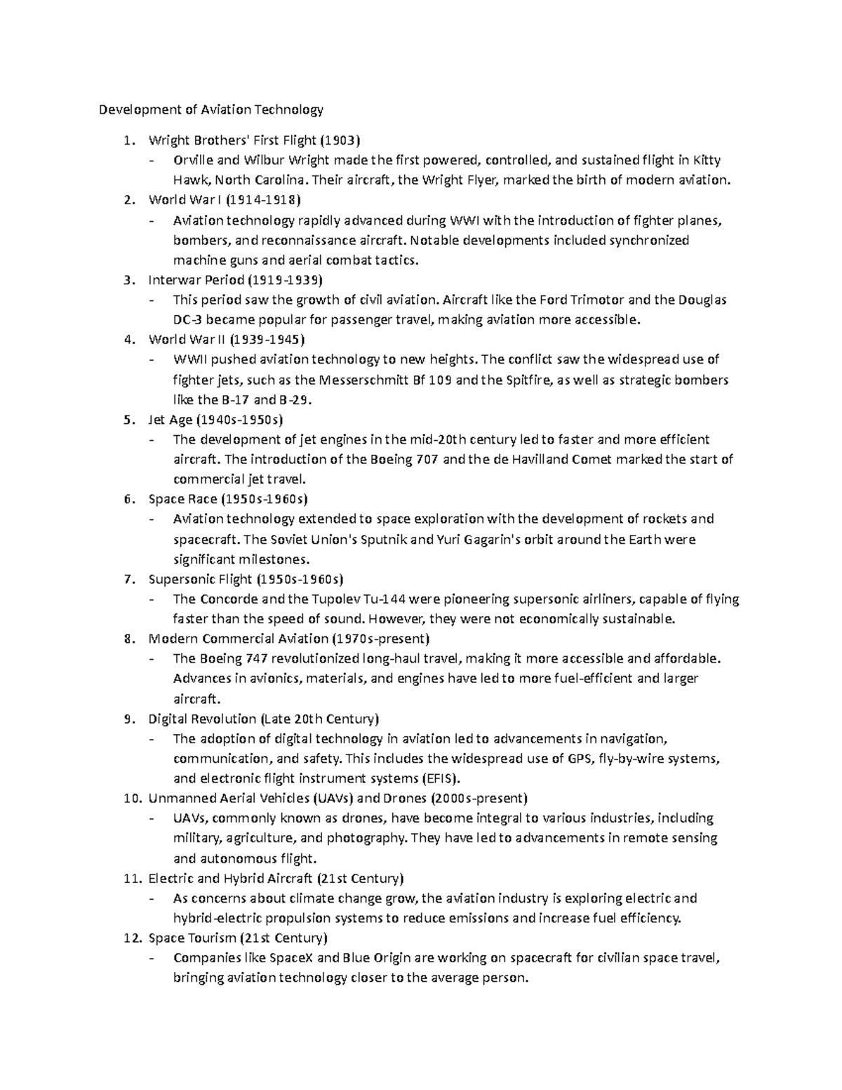 Write up 2 transportation - Development of Aviation Technology 1 ...